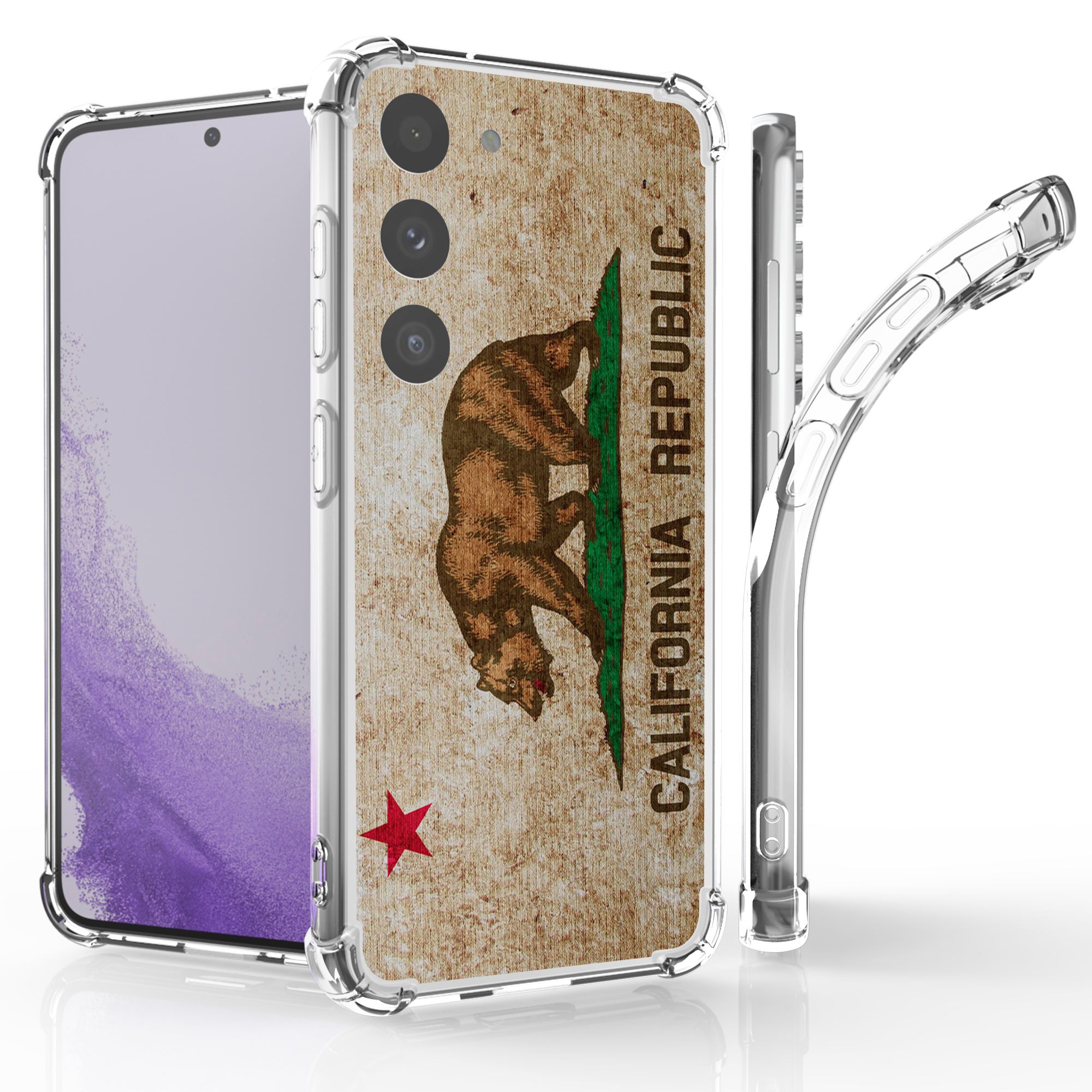 For Samsung S23 Clear Slim Case Shockproof Case CALIFORNIA Bear | eBay