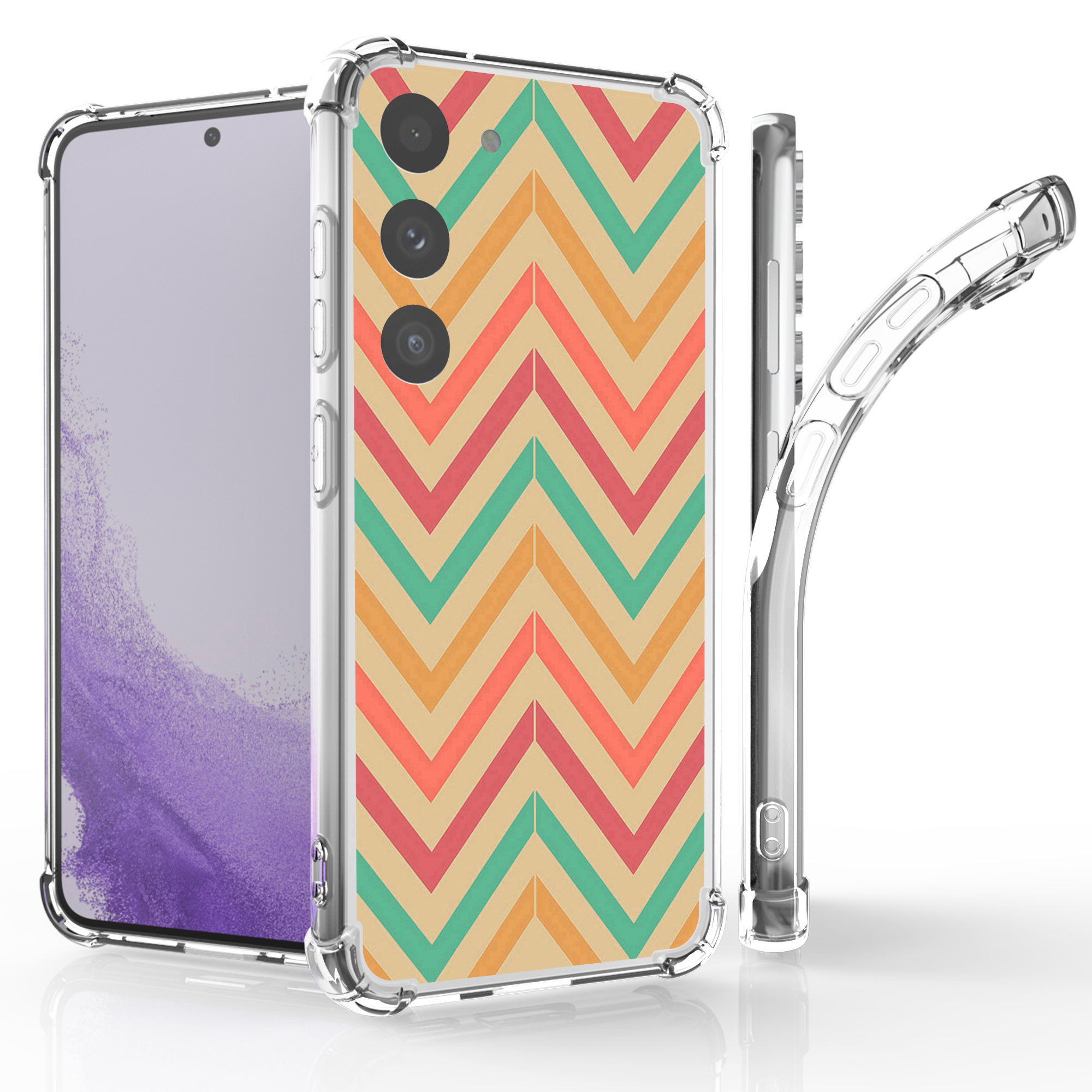 For Samsung S23 Clear Slim Case Shockproof Case Chevron Pastel | eBay